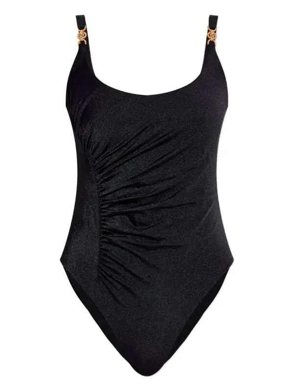 Versace Ruched Medallion Swimsuit - Black