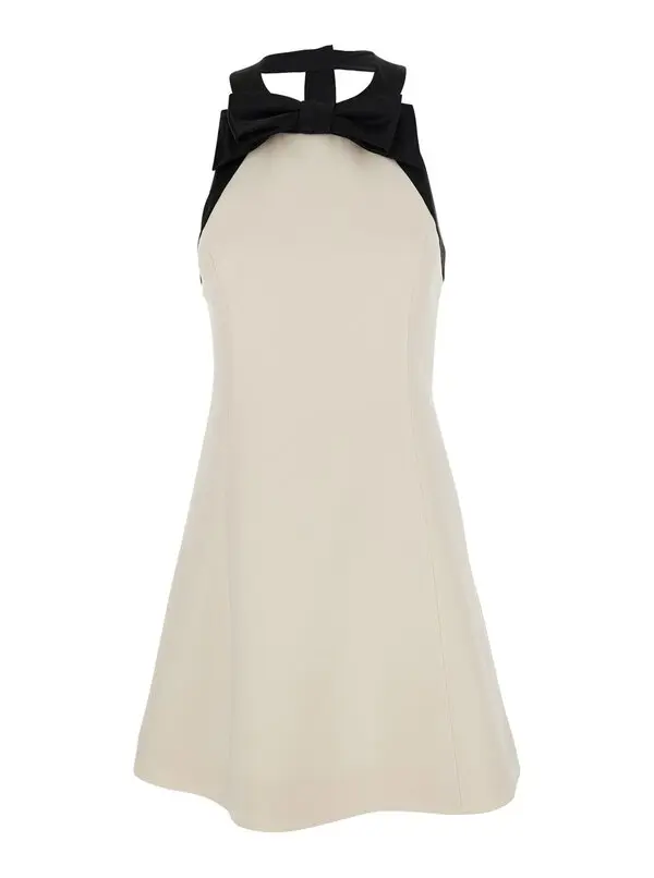 Valentino Garavani Sleeveless Halterneck Mini Dress In Wool And Silk Blend - Multicolor