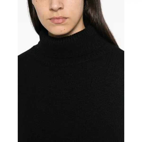 LISA YANG Cashmere Ribbed Knit Roll Neck Jumper - Black