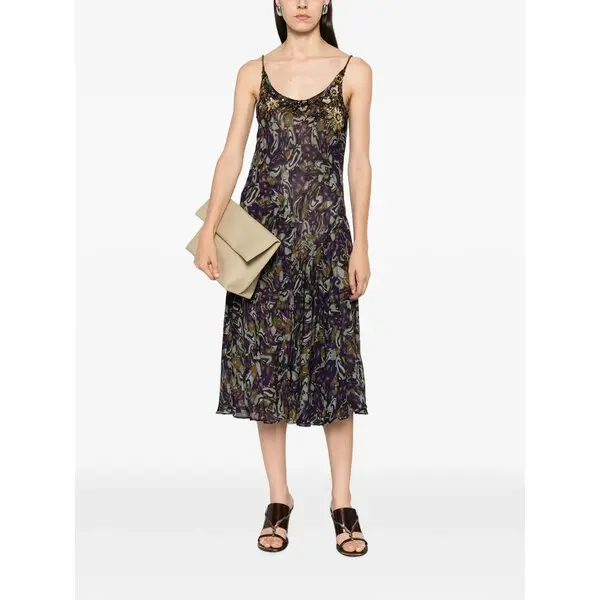 Dries Van Noten Beaded Abstract Print Cocktail Dress