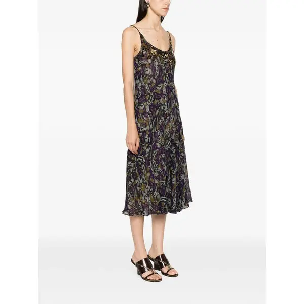 Dries Van Noten Beaded Abstract Print Cocktail Dress