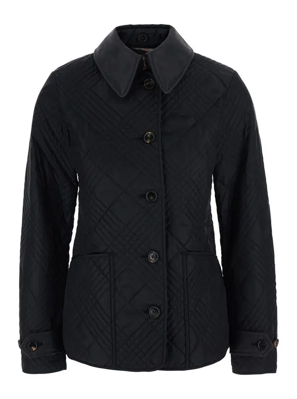Burberry Quilted Jacket With Leather Collar - Multicolor