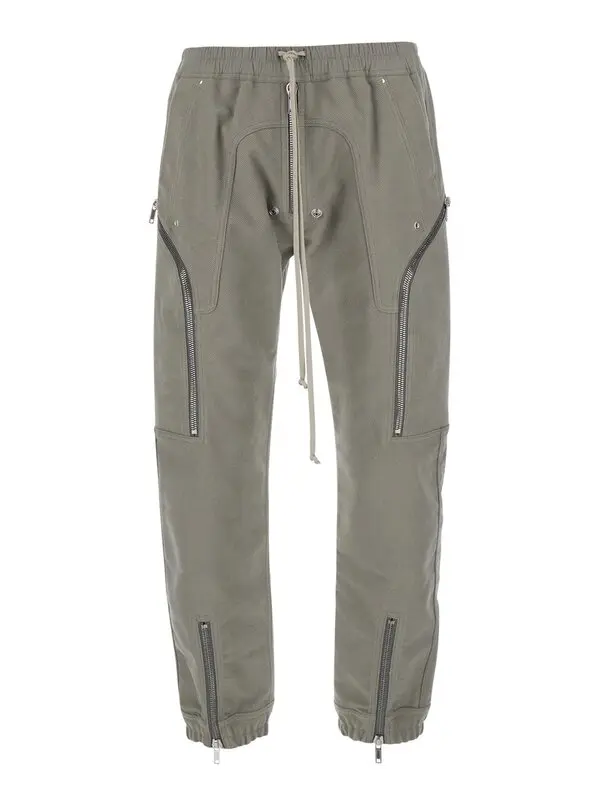 Rick Owens Grey Cotton Cargo Pants With Zip Details - Gray
