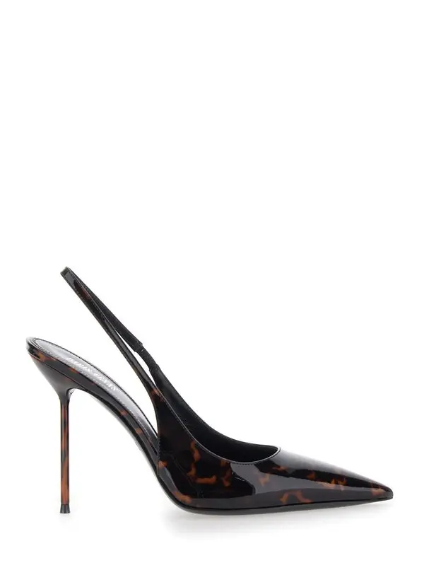 Paris Texas Lidia Slingback Pumps With Tortoiseshell Print - Brown