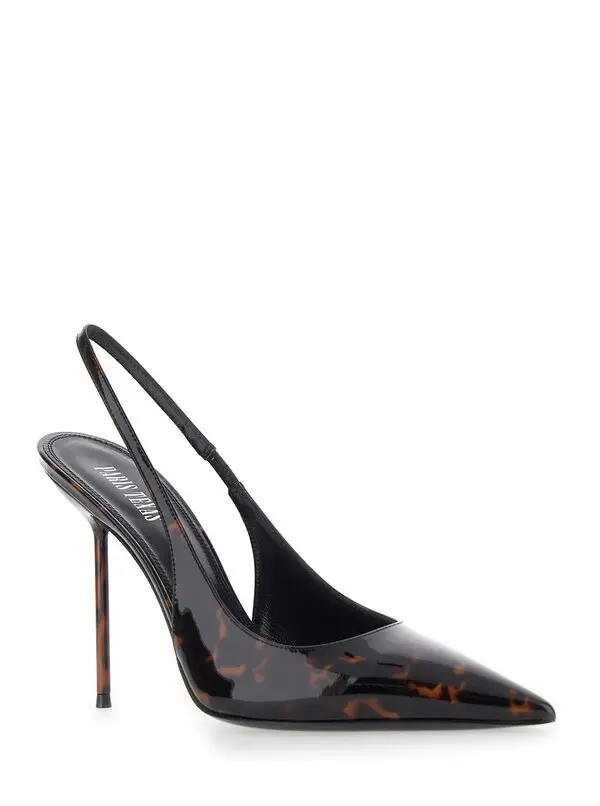 Paris Texas Lidia Slingback Pumps With Tortoiseshell Print - Brown