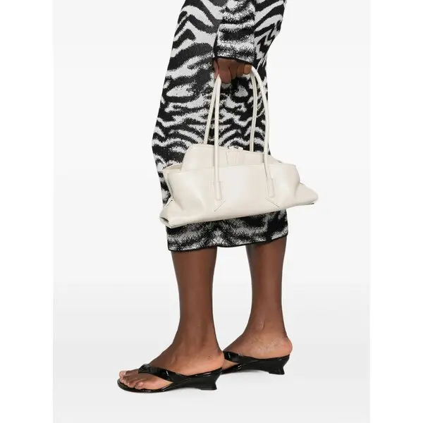 Attico Sculptural Design Shoulder Bag With Silver-tone Hardware - Cream