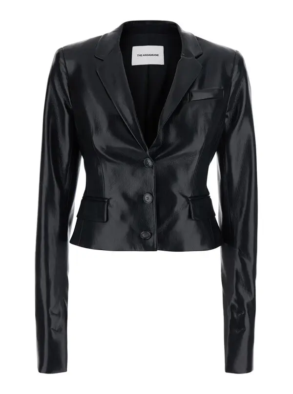 Andamane The Attico Zefira Eco-leather Cropped Blazer - Multicolor