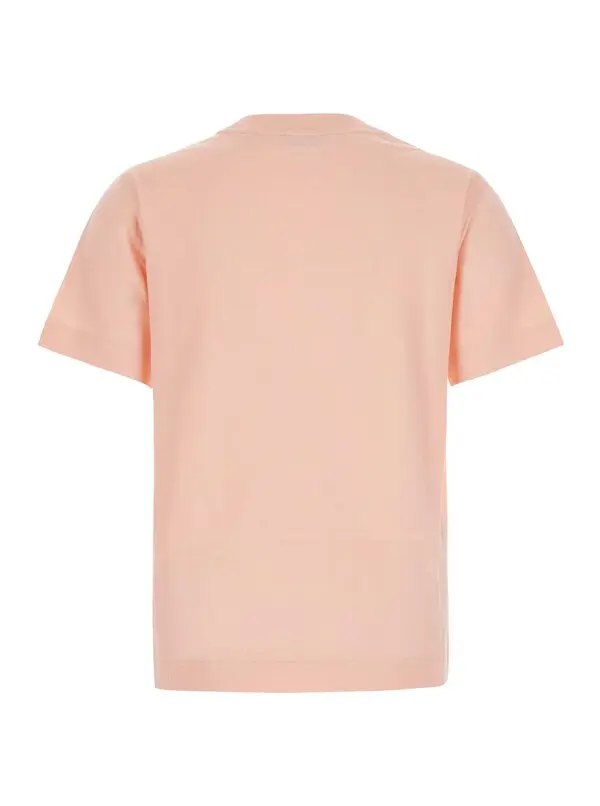Burberry Pink Cotton T-shirt With Embroidered Ekd Logo - Multicolor
