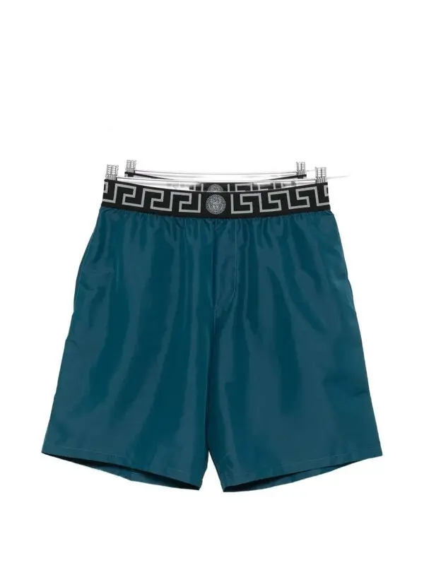 Versace Swim Shorts With Graphic Waistband - Blue