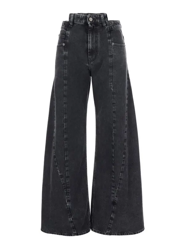 MAISON MARGIELA Wide Leg Jeans With Four Stitching Points Logo - Multicolor