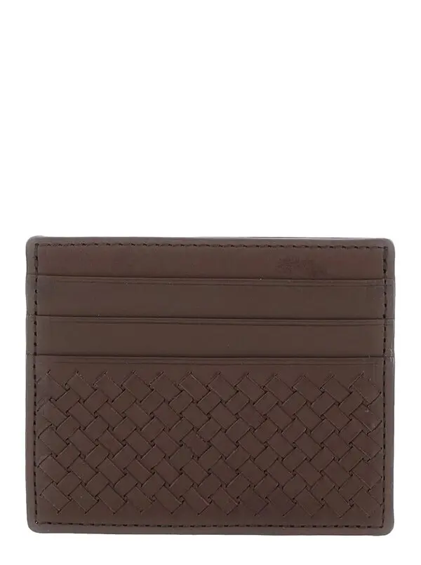 Dragon Diffusion Card Holder With Woven Design In Leather For - Brown