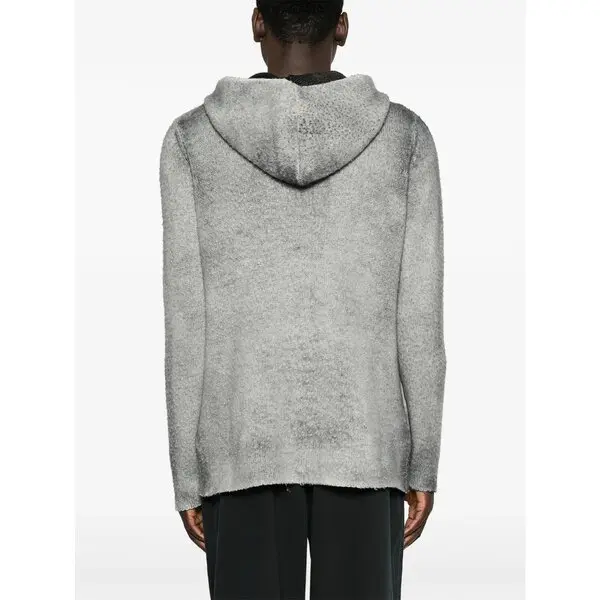 Avant Toi Grey Hooded Knit Jumper With Zip Fastening
