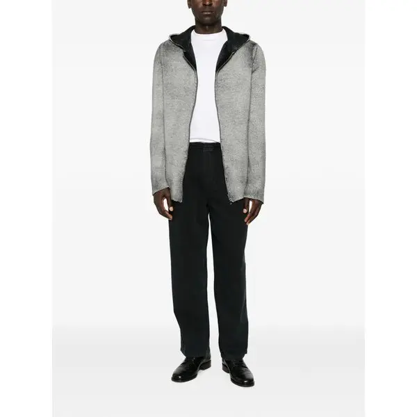 Avant Toi Grey Hooded Knit Jumper With Zip Fastening