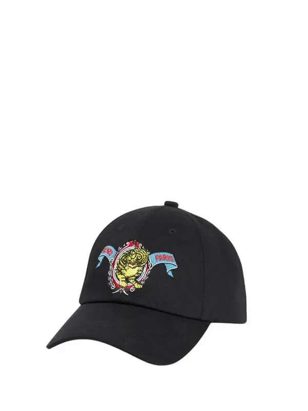 Kenzo Cotton Cap With Jumping Tiger Embroidery