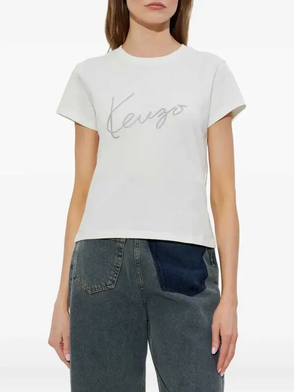 Kenzo Logo Embroidered Cotton T-shirt