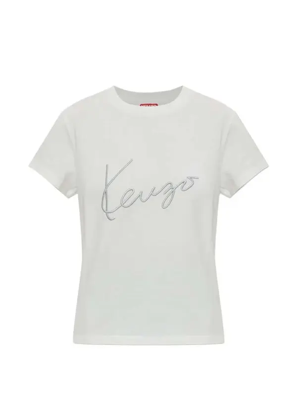 Kenzo Logo Embroidered Cotton T-shirt - White