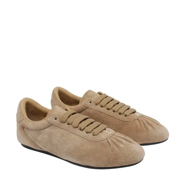 Dolce & Gabbana Suede Lace-up Ballet Sneakers - Cream