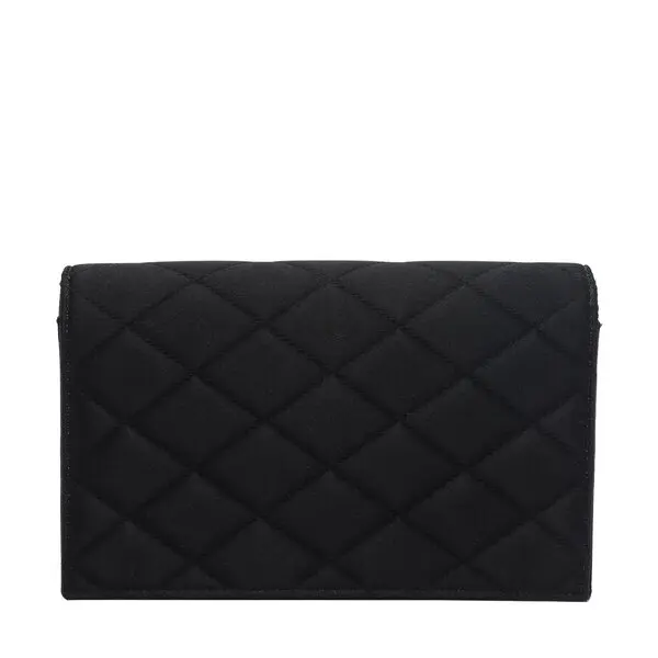 Saint Laurent Satin Paris Wallet With Chain
