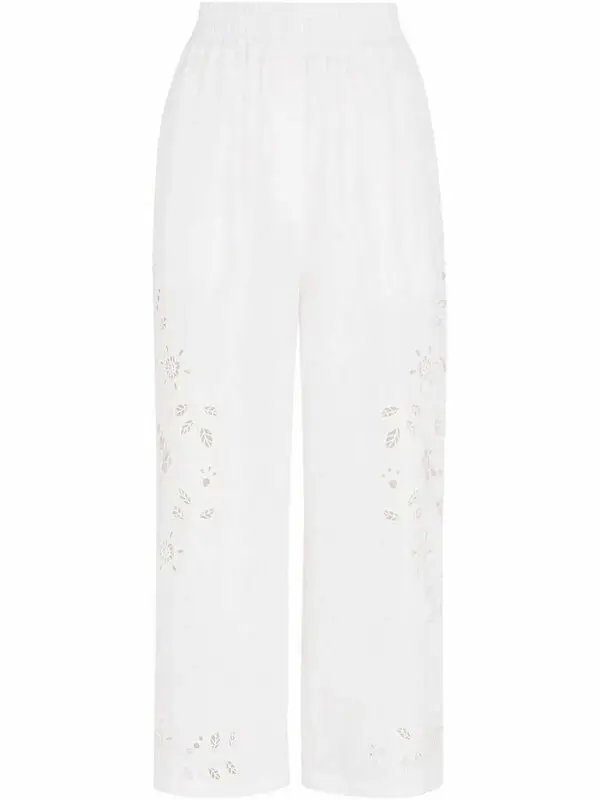 Dolce & Gabbana Embroidered Linen Wide-leg Shorts - White