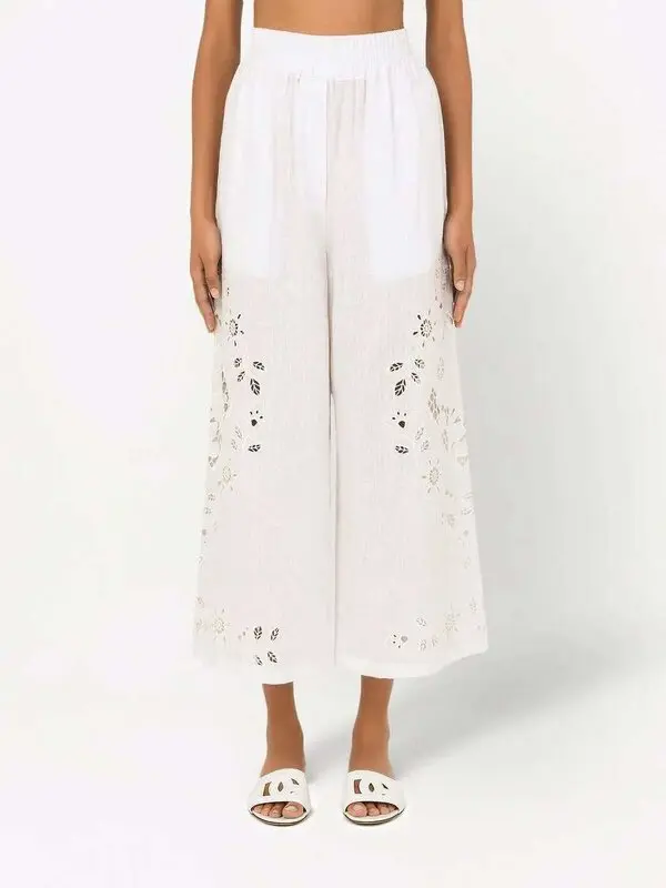 Dolce & Gabbana Embroidered Linen Wide-leg Shorts