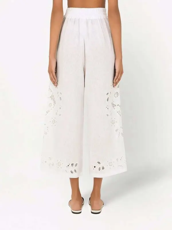 Dolce & Gabbana Embroidered Linen Wide-leg Shorts