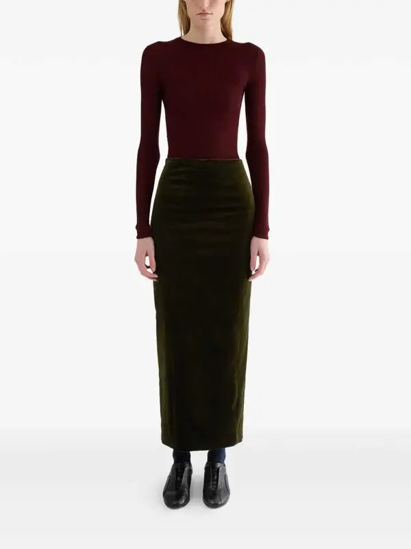 JIL SANDER High-waisted Velvet Maxi Skirt