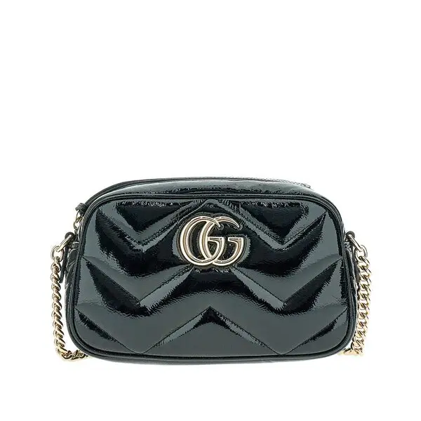 Gucci Gg Marmont' Small Bag In Patent Leather - Black
