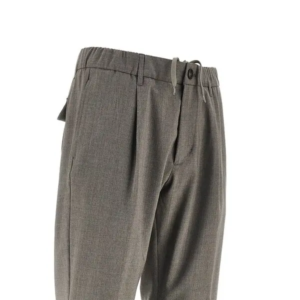 Herno Stretch Mélange Light Wool Pants With Drawstring - Gray