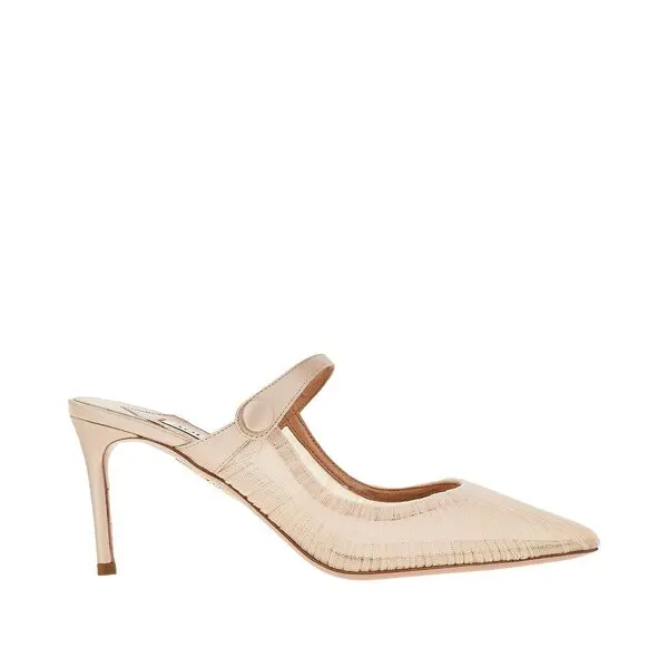 AQUAZZURA Voile Tulle Mules With Satin Strap - Pink