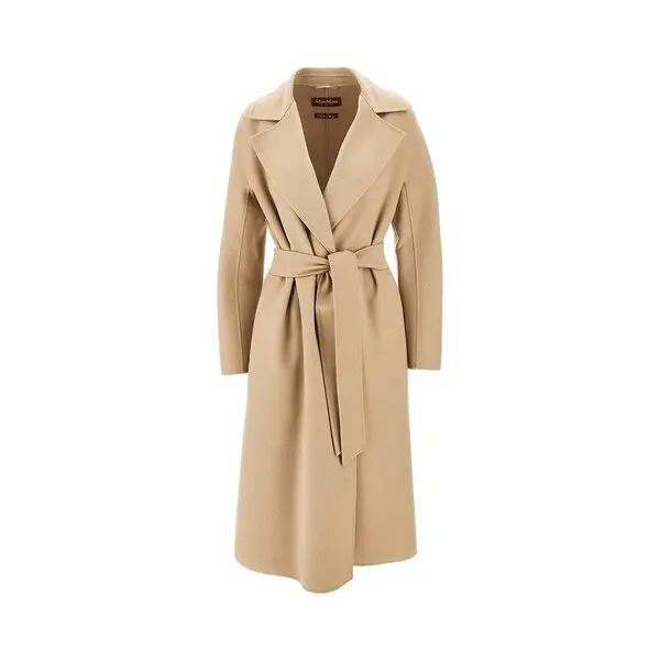 Max Mara Midi Cloth Coat With Belt - Cream