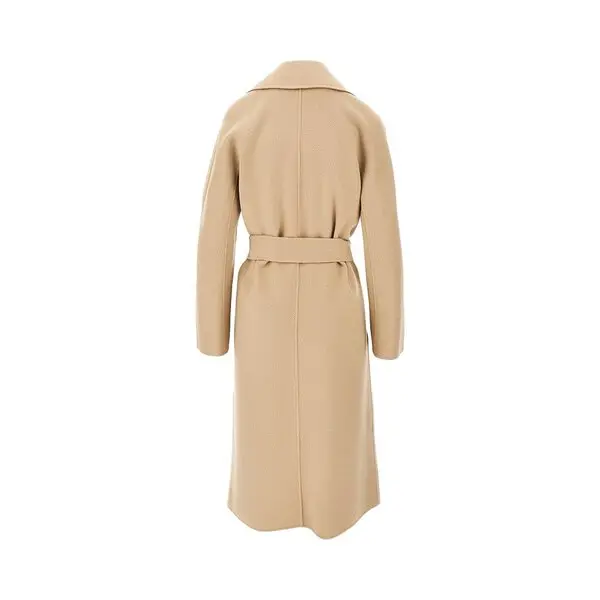 Max Mara Midi Cloth Coat With Belt - Cream