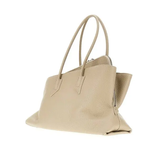 Attico Medium "la Passeggiata" Grained Leather Bag - Gray