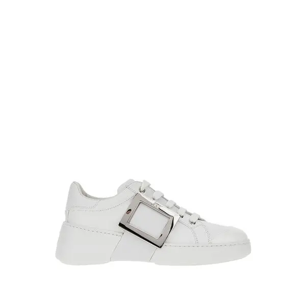 ROGER VIVIER Viv' Skate Leather Sneakers With Buckle Detail - White