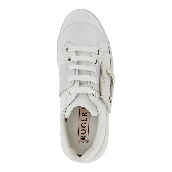 ROGER VIVIER Viv' Skate Leather Sneakers With Buckle Detail - White