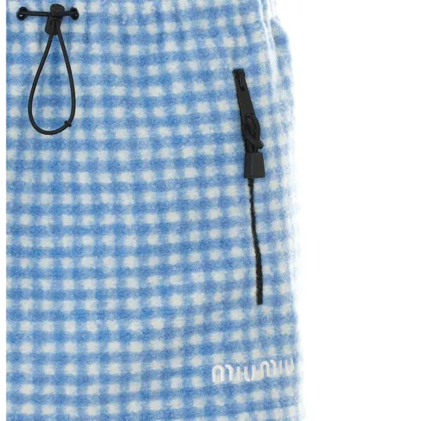 Miu Miu Vichy Fleece Mini Skirt With Embroidered Logo