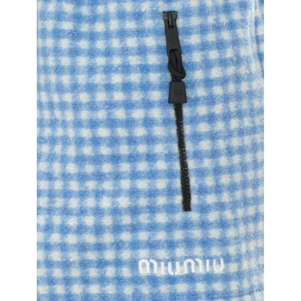 Miu Miu Vichy Fleece Mini Skirt With Embroidered Logo