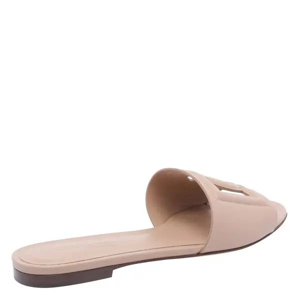 Dolce & Gabbana Dg Logo Leather Slides - Pink