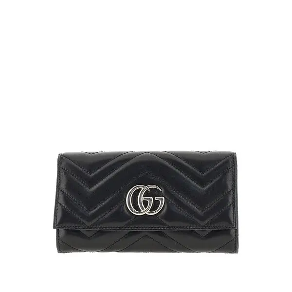 Gucci Leather Gg Marmont Wallet - Black