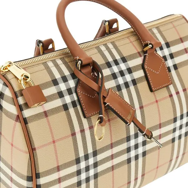 Burberry Medium Check Bowling Bag - Cream