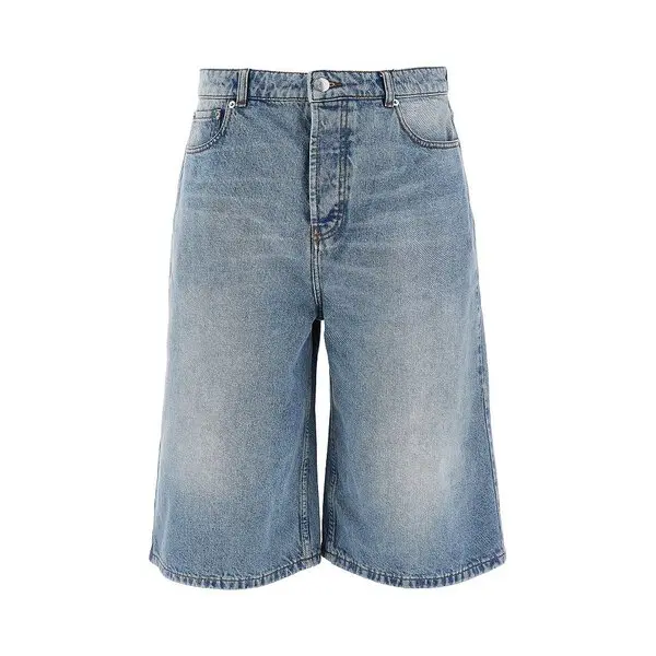 AMI Paris Wide Leg Denim Shorts