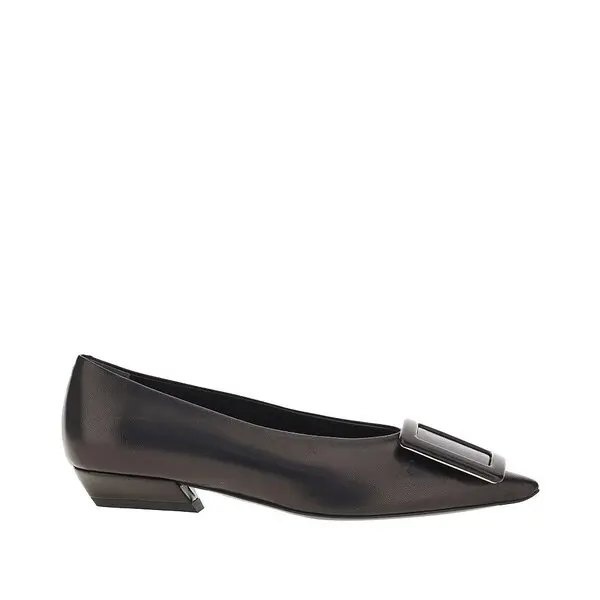 ROGER VIVIER Nappa Leather 'viv In The City' Ballerinas With Squared Buckle - Black