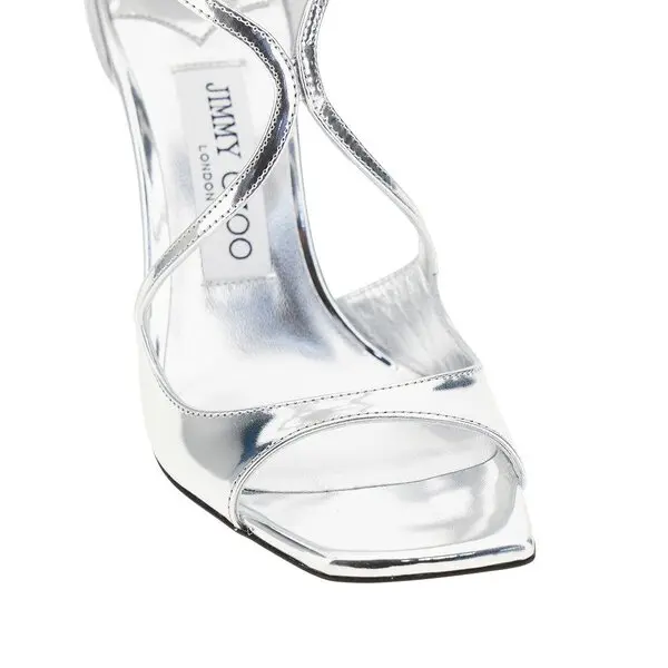 JIMMY CHOO Azia 95 Metallized Leather Sandals