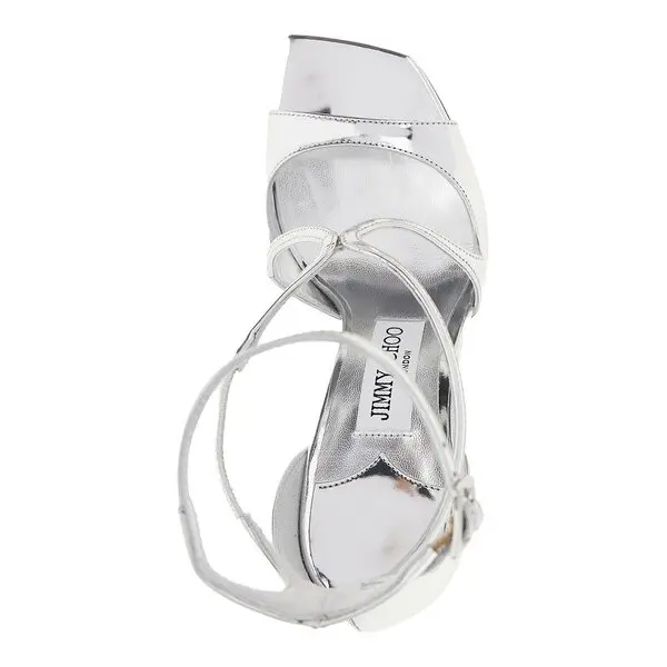 JIMMY CHOO Azia 95 Metallized Leather Sandals