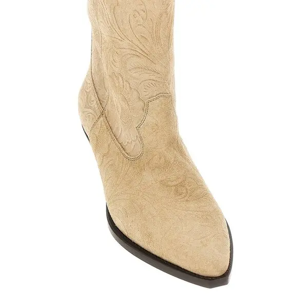 Isabel Marant Étoile Duerto" Suede Embossed Floral Texan Boots