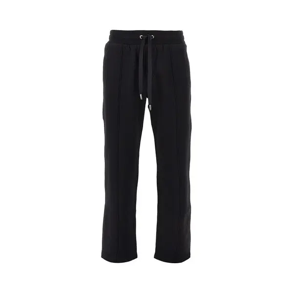 Dolce & Gabbana French Terry Pants With Logo Plate - Black