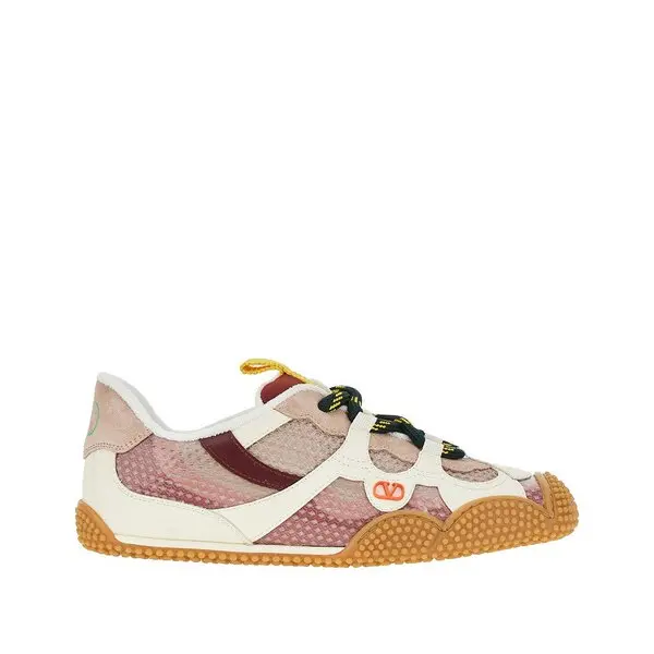 Valentino Garavani Amphibia Net Technical Fabric And Leather Sneakers - Pink