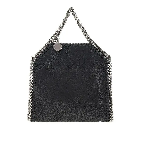 Stella McCartney Tiny Falabella Bag With Cracked Effect Eco-leather And Chain Edges - Black