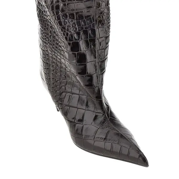 Attico Croc-embossed Leather Stiletto Boots - Brown