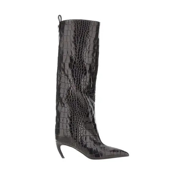 Attico Croc-embossed Leather Stiletto Boots - Brown