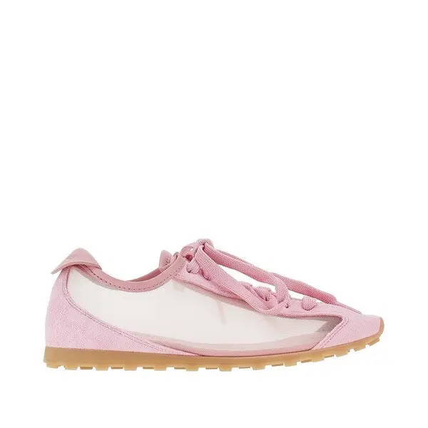 Jacquemus Nubuck Leather And Mesh "tennis" Sneakers - Pink